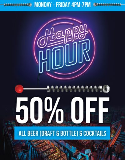 Happy Hour Menu - Silverball Retro Arcade - Delray Beach